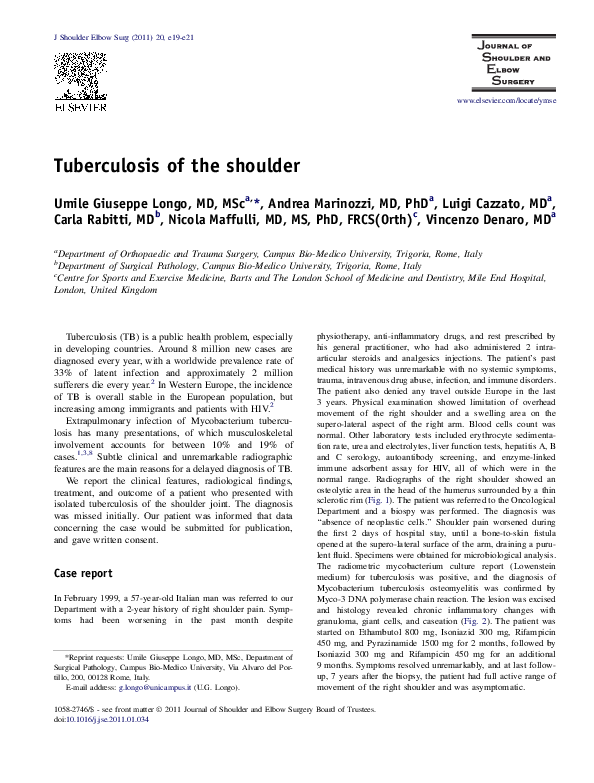 (PDF) Tuberculosis of the shoulder