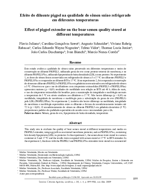 (PDF) Efeito do diluente pigpel na qualidade do sêmen suíno refrigerado ...