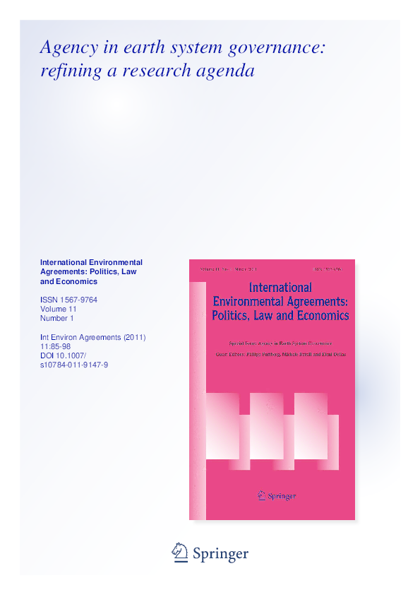 (PDF) Agency in earth system governance: refining a research agenda