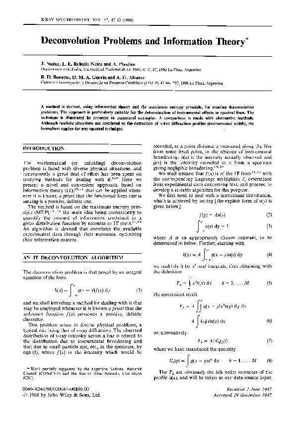 (PDF) Deconvolution problems and information theory