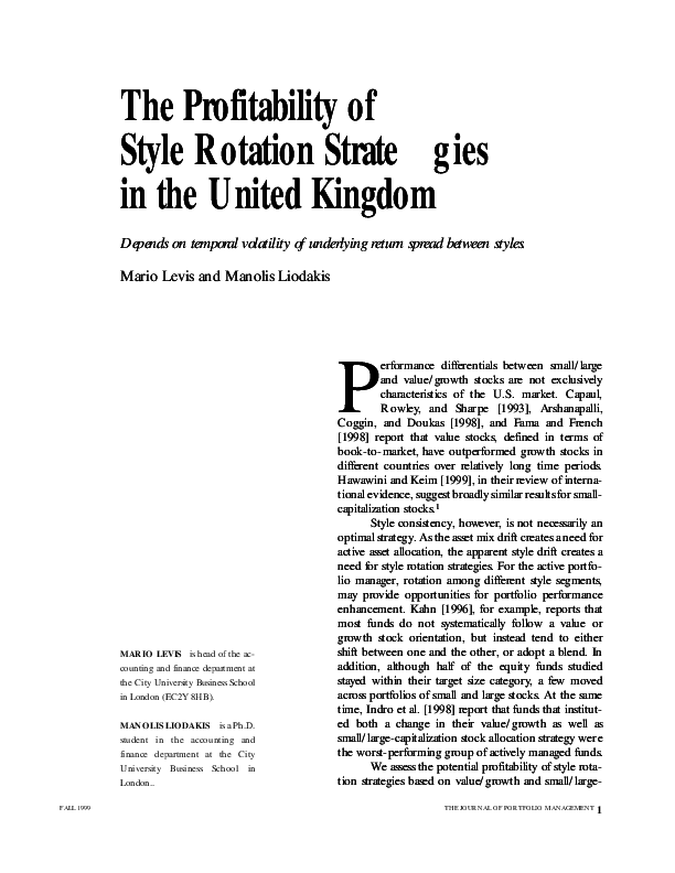 (PDF) The Profitability of Style Rotation Strategies in the United Kingdom