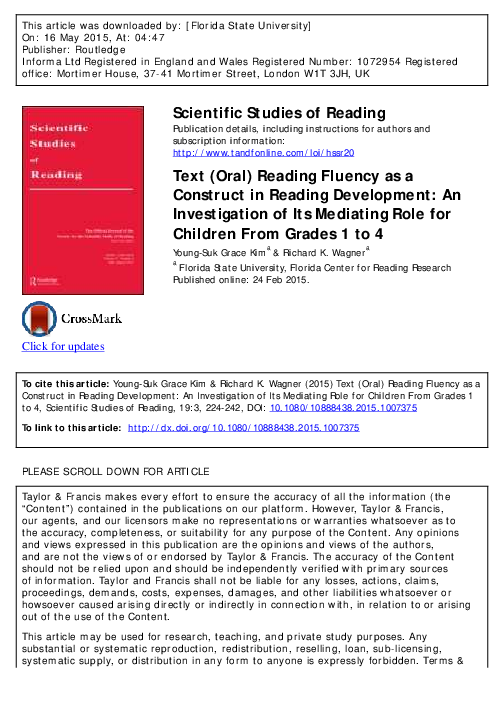 (PDF) Text (Oral) Reading Fluency as a Construct in Reading Development ...
