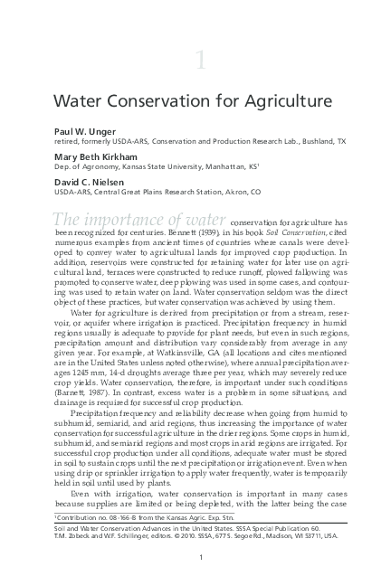 (PDF) Water Conservation for Agriculture