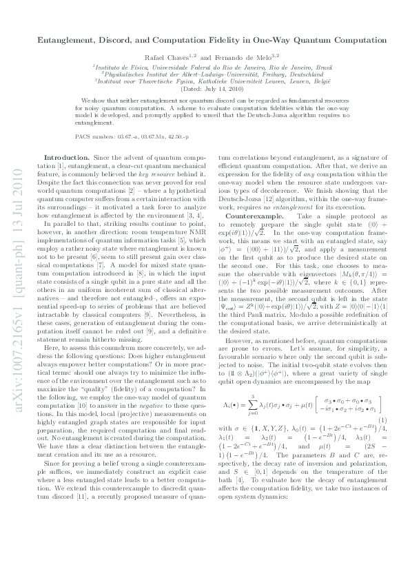 (PDF) Noisy one-way quantum computations: The role of correlations