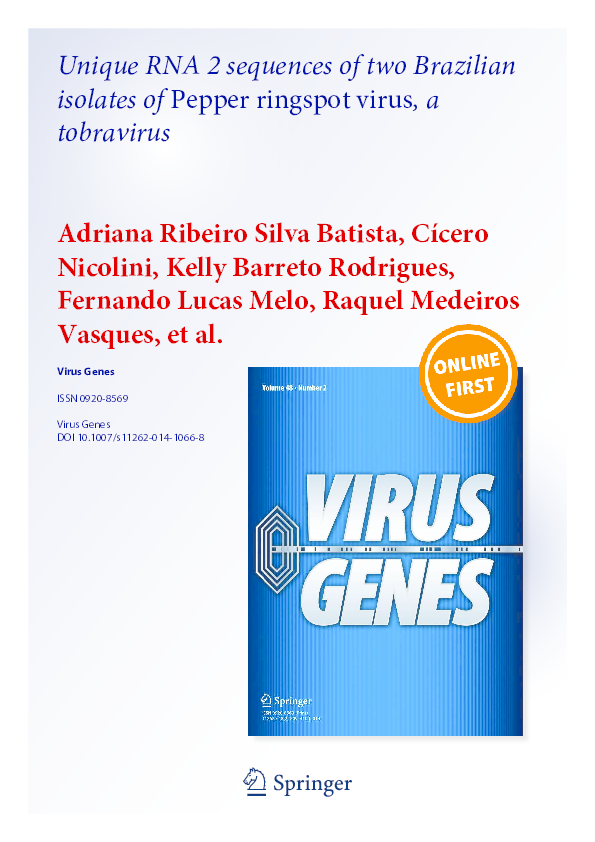 (PDF) Unique RNA 2 sequences of two Brazilian isolates of Pepper ...