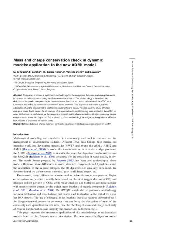 (PDF) Mass and charge conservation check in dynamic models: application ...
