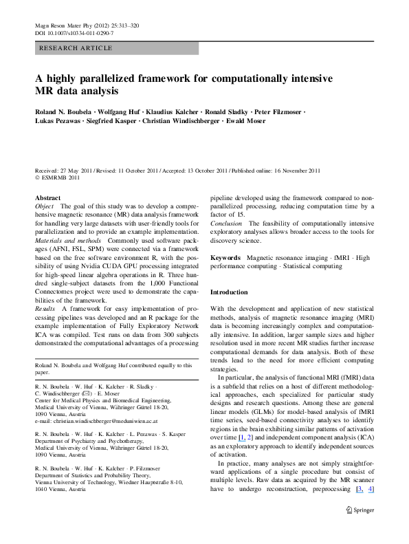 (PDF) A highly parallelized framework for computationally intensive MR data analysis