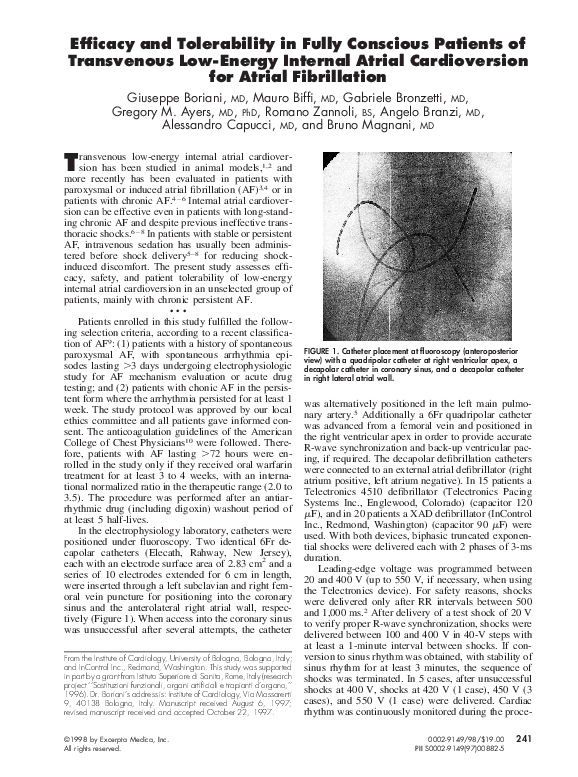 (PDF) Low energy biphasic cardioversion of atrial flutter: Results from ...