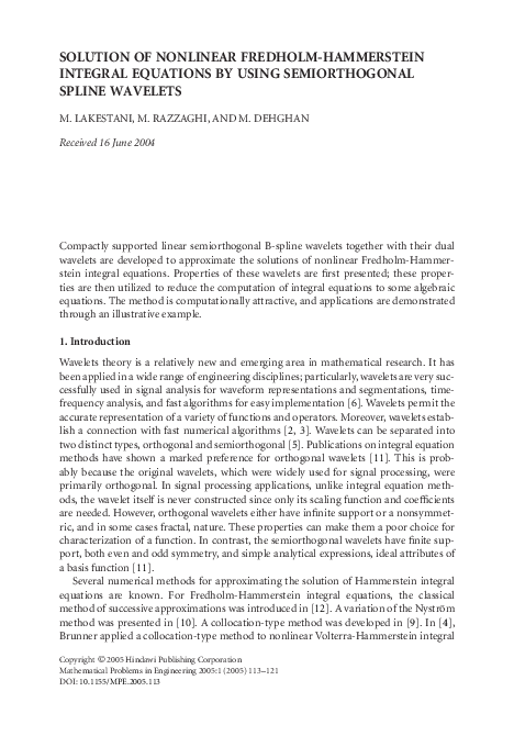 Pdf Solution Of Nonlinear Fredholm Hammerstein Integral Equations By