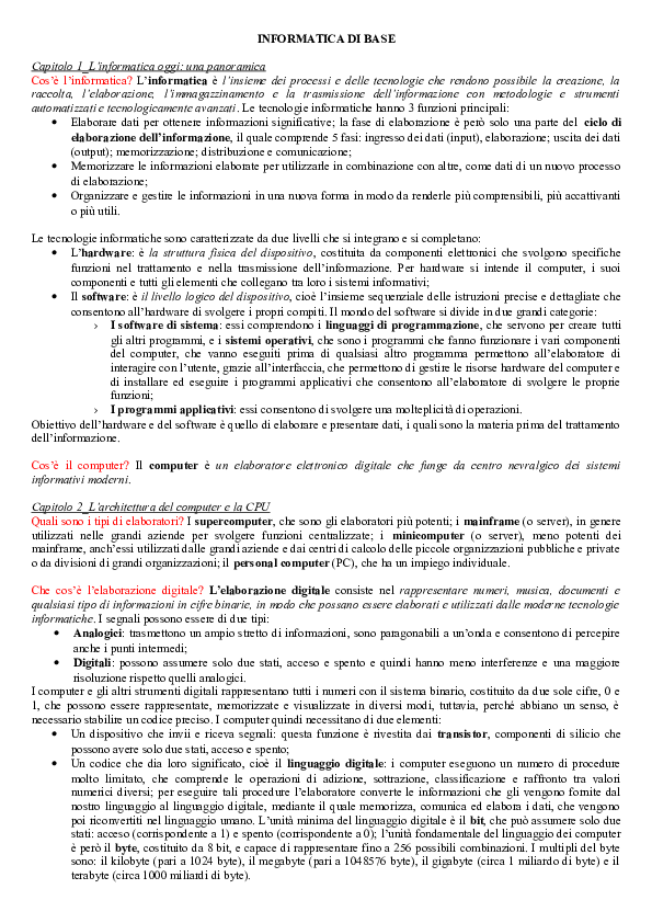 (DOC) INFORMATICA DI BASE