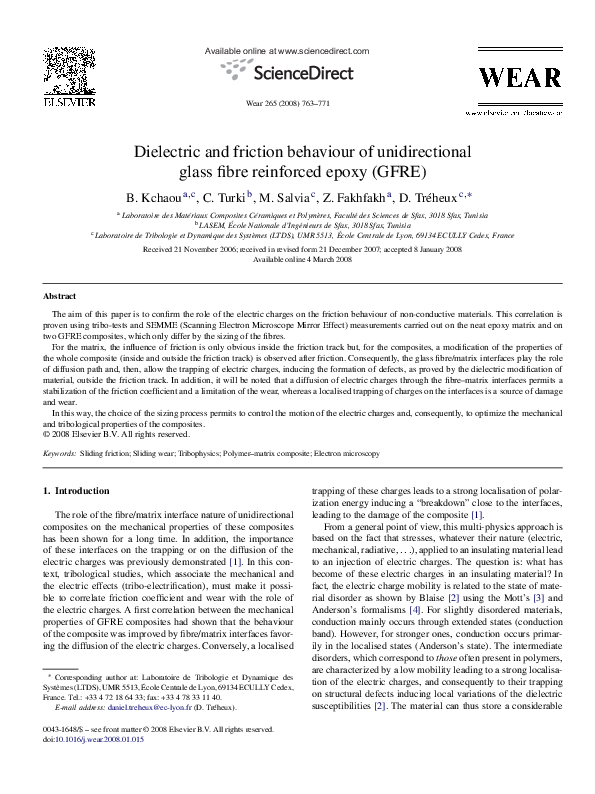 (PDF) Dielectric and friction behaviour of unidirectional glass fibre ...