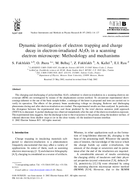 (PDF) Dynamic investigation of electron trapping and charge decay in electron-irradiated Al2O3 ...