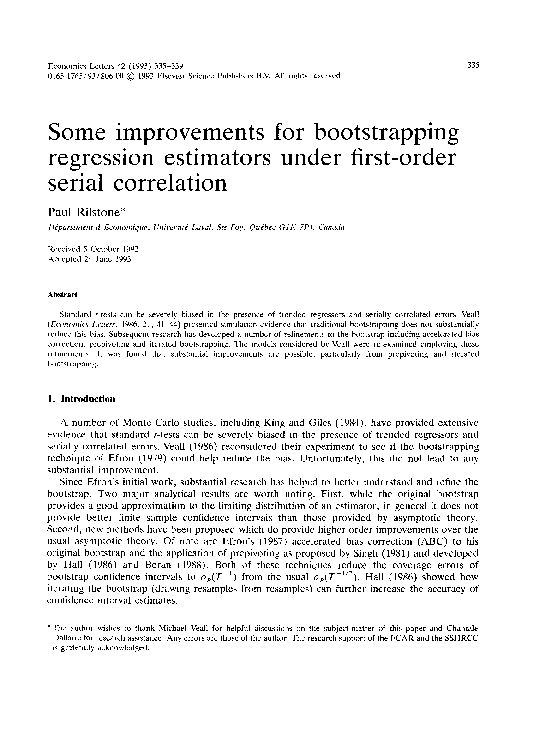 (PDF) Some improvements for bootstrapping regression estimators under ...