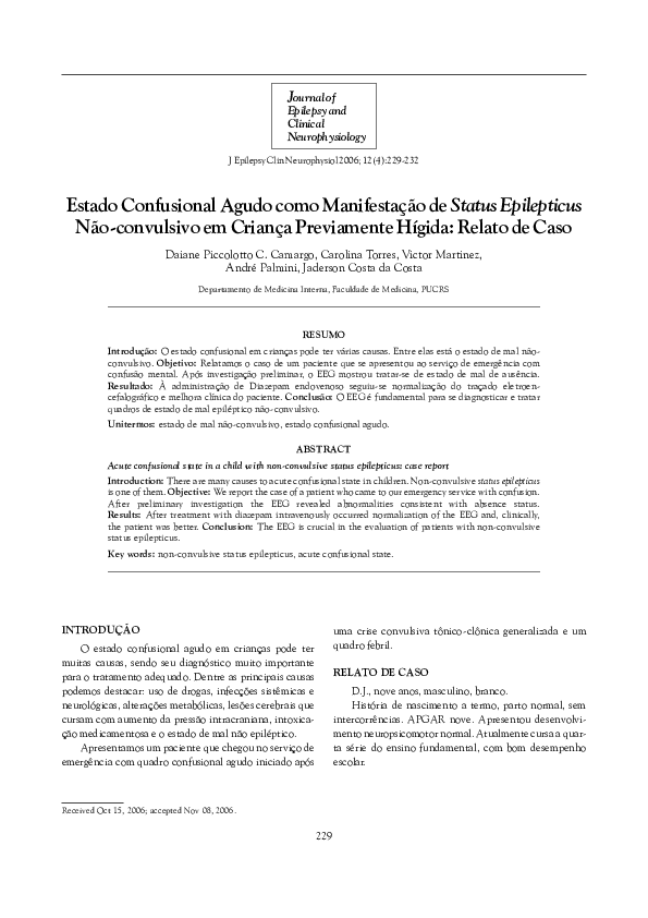 (PDF) Estado confusional agudo como manifestação de status epilepticus ...