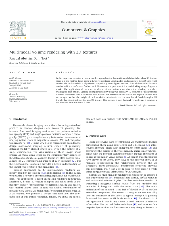 (PDF) Multimodal volume rendering with 3D textures