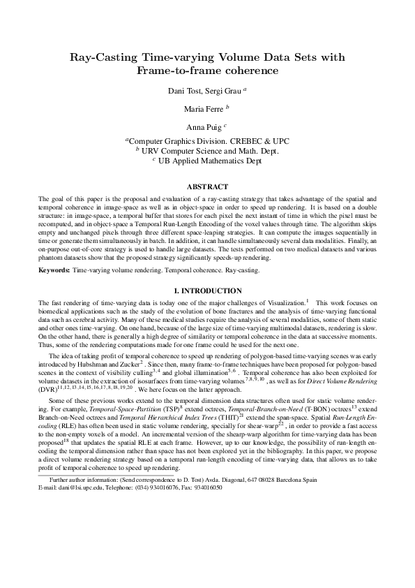 (PDF) Ray-casting time-varying volume data sets with frame-to-frame coherence