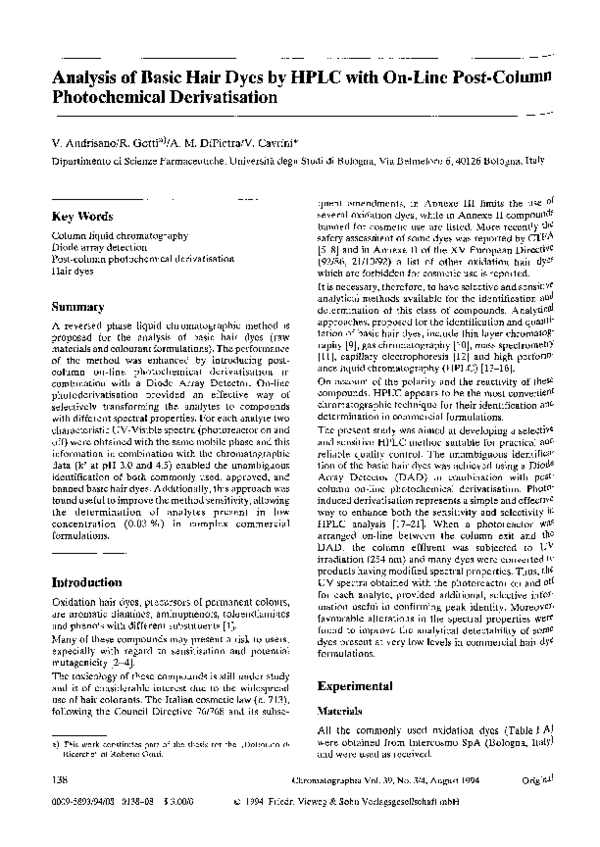(PDF) Analysis of basic hair dyes by HPLC with on-line post-column ...