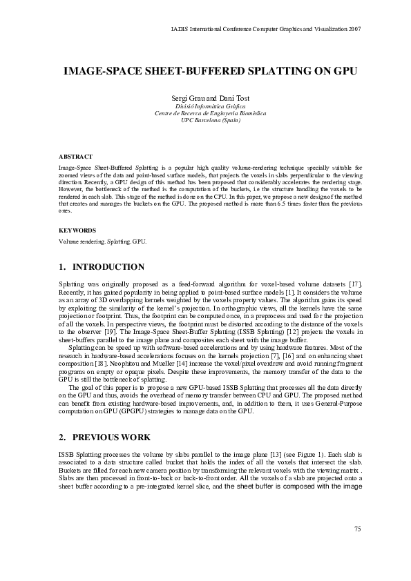 (PDF) IMAGE-SPACE SHEET-BUFFERED SPLATTING ON THE GPU
