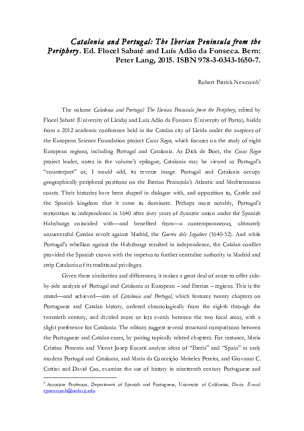 (PDF) Catalonia and Portugal: The Iberian Peninsula from the Periphery ...