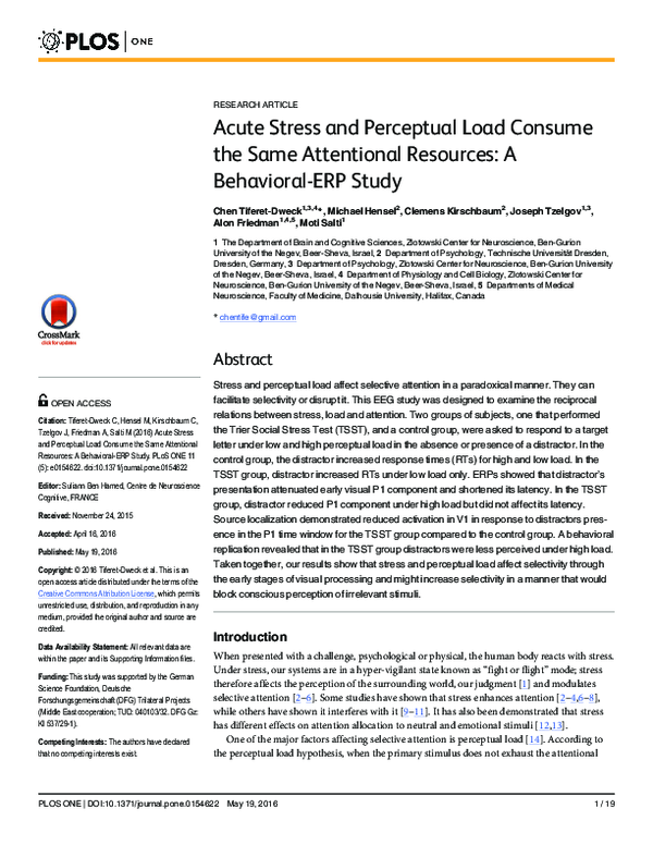 (PDF) Acute Stress and Perceptual Load Consume the Same Attentional ...