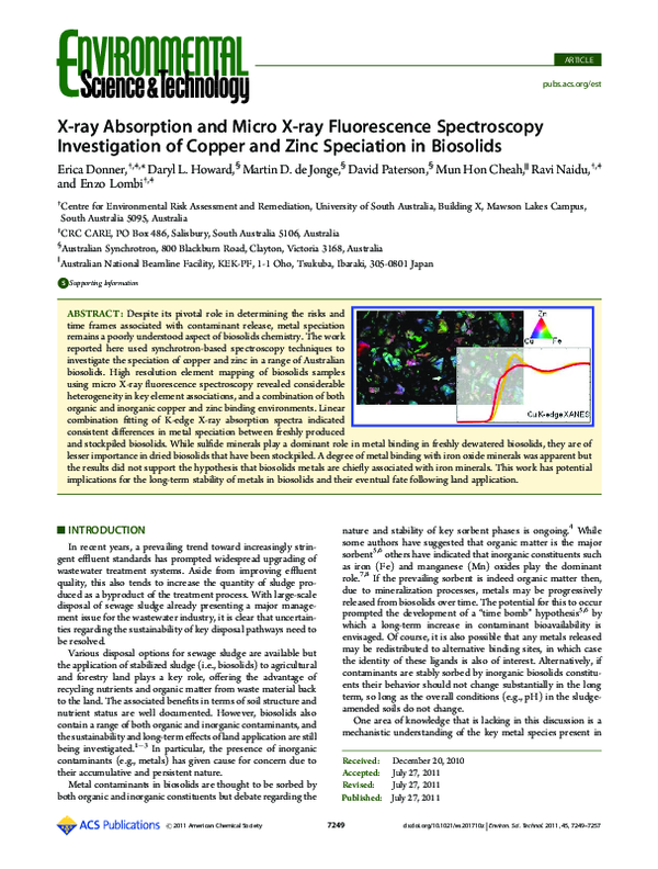(PDF) X-ray absorption and micro X-ray fluorescence spectroscopy ...