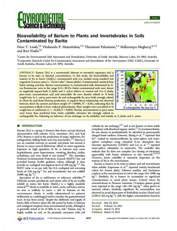 (PDF) Bioavailability of Barium to Plants and Invertebrates in Soils ...