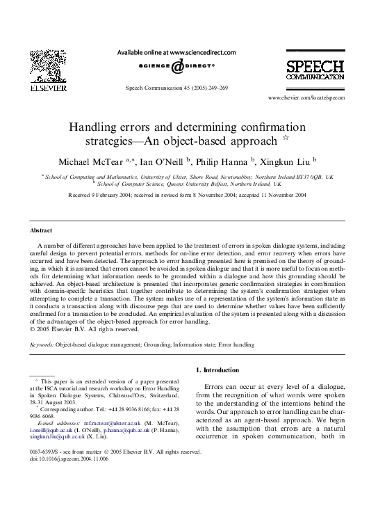 (PDF) Handling errors and determining confirmation strategies—An object-based approach
