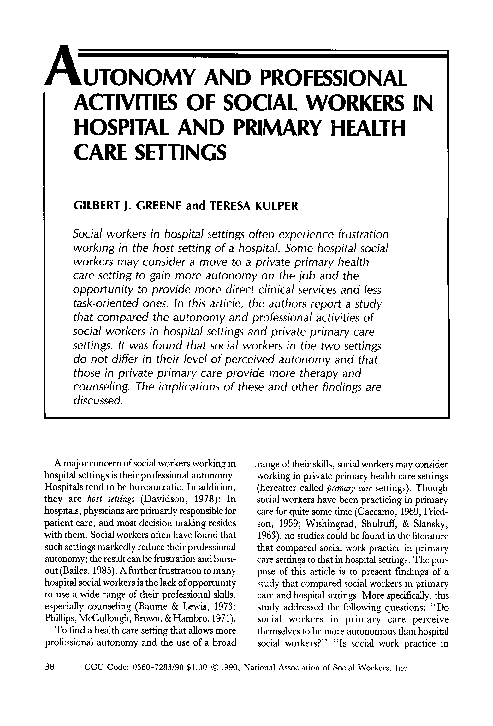 (PDF) AUTONOMY AND PROFESSIONAL ACTIVITIES OF SOCIAL WORKERS IN ...