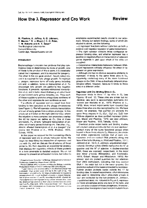 (PDF) How the λ repressor and cro work