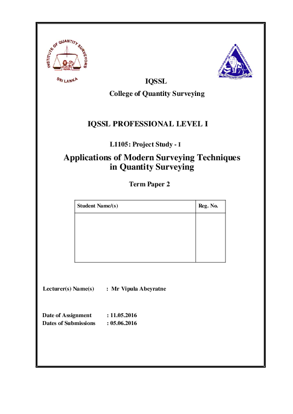(PDF) IQSSL College of Quantity Surveying IQSSL PROFESSIONAL LEVEL I ...