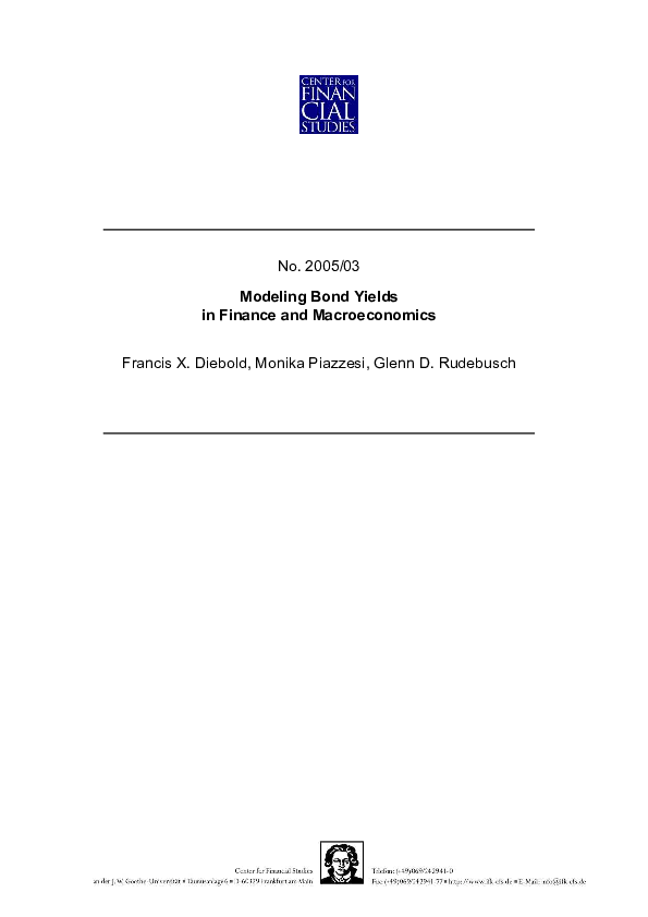 (PDF) Modeling bond yields in finance and macroeconomics
