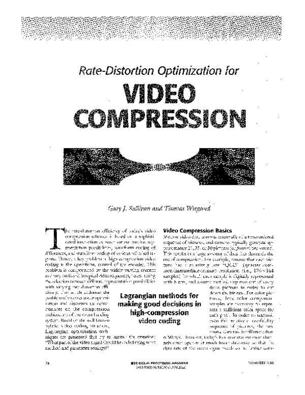 (PDF) Optimizing Rate-Distortion in Video Encoding