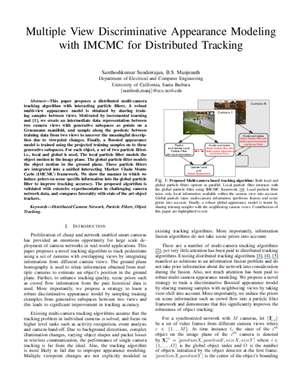Pdf Multiple View Discriminative Appearance Modeling With Imcmc For Distributed Tracking