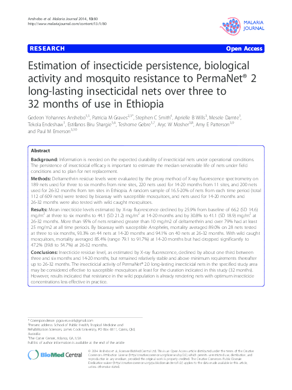 (PDF) Estimation of insecticide persistence, biological activity and ...
