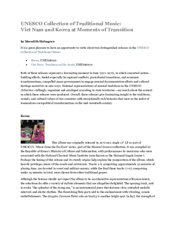 (PDF) UNESCO Collection of Traditional Music: Viet Nam and Korea at ...
