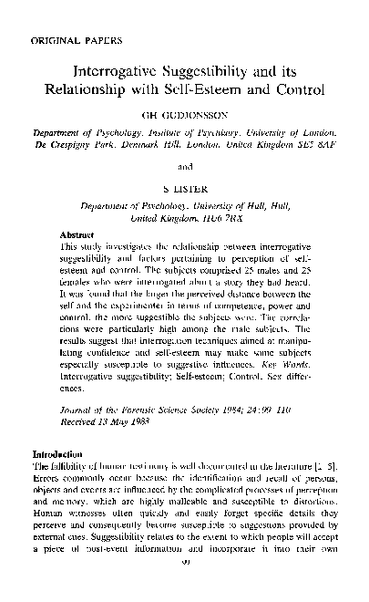 (PDF) Interrogative suggestibility and its relationship with self ...