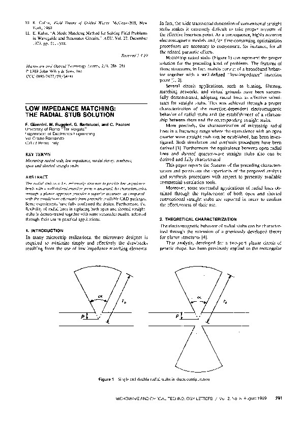 (PDF) Low impedance matching: The radial stub solution
