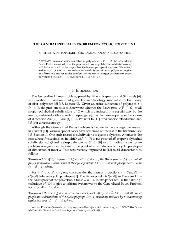 (PDF) The generalized Baues problem for cyclic polytopes II