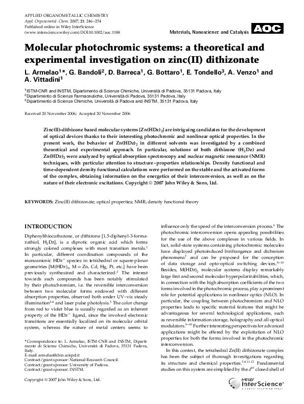 (PDF) Molecular photochromic systems: a theoretical and experimental ...