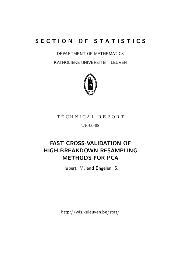 (PDF) Fast cross-validation of high-breakdown resampling methods for PCA