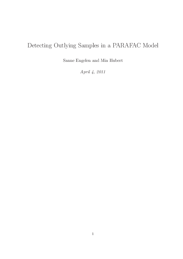 Pdf Detecting Outlying Samples In A Parallel Factor Analysis Model