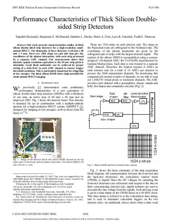 (PDF) Performance characteristics of thick silicon double sided strip ...