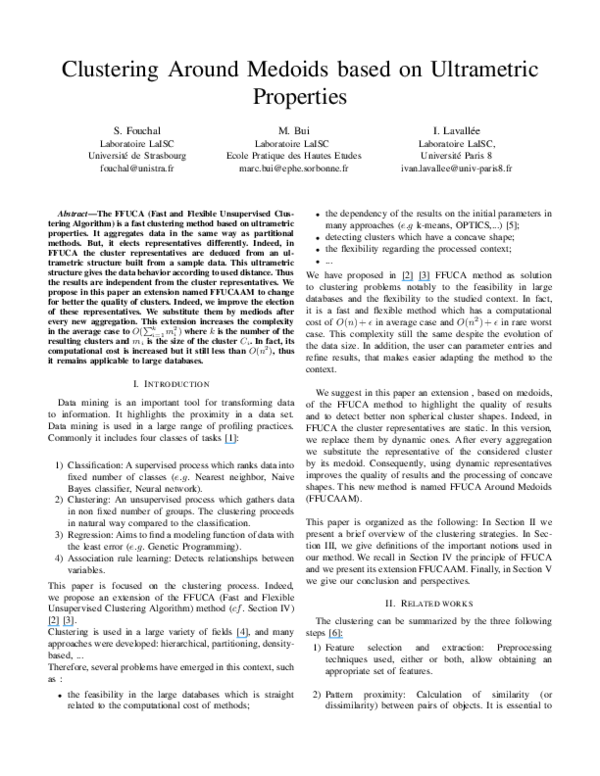 (PDF) Clustering around medoids based on ultrametric properties