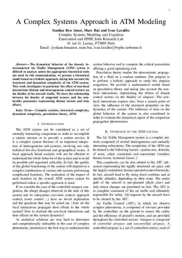 (PDF) A Complex Systems Approach in ATM Modeling
