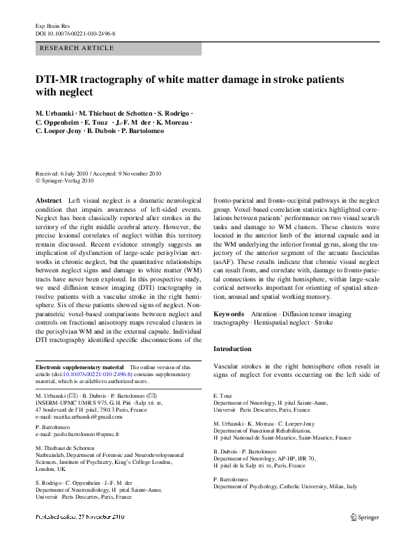 (PDF) DTI-MR tractography of white matter damage in stroke patients ...