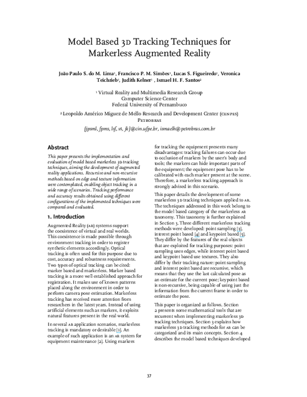 Pdf Model Based 3d Tracking For Augmented Reality