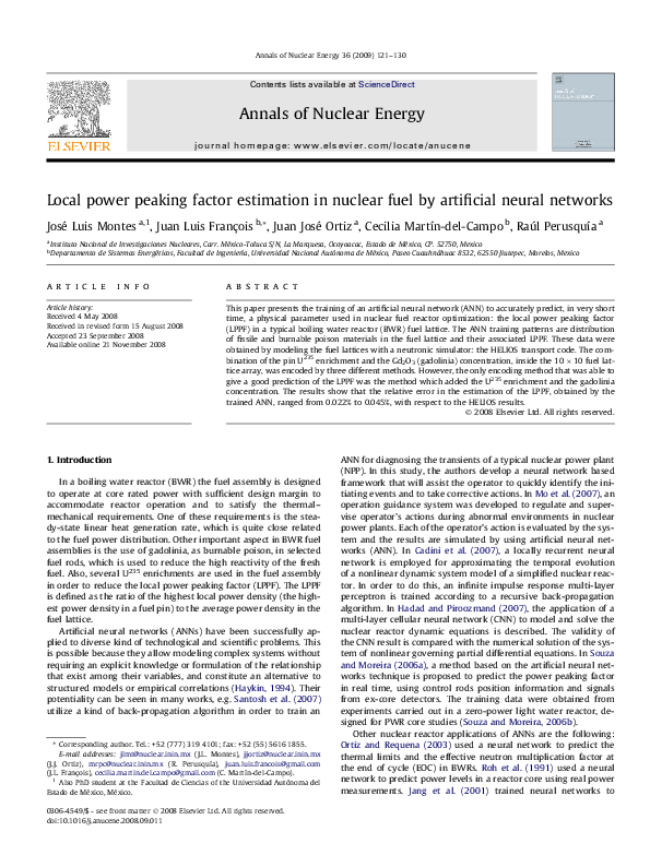 (PDF) Local power peaking factor estimation in nuclear fuel by ...