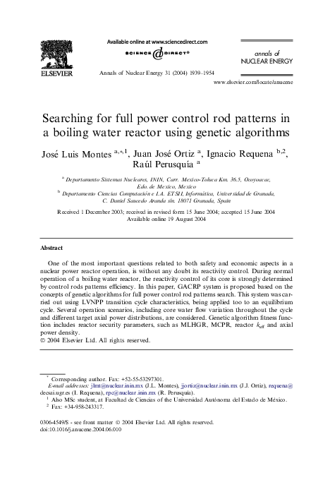 (PDF) Searching for full power control rod patterns in a boiling water ...