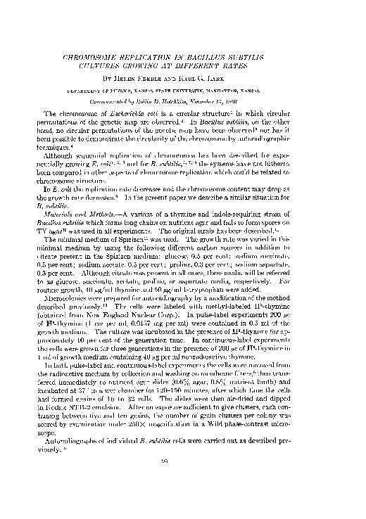 Pdf Chromosome Replication In Bacillus Subtilis Cultures Growing At