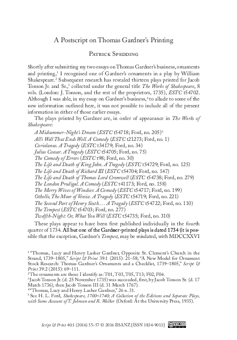 (PDF) A Postscript on Thomas Gardner's Printing (2016) | Patrick Spedding - Academia.edu